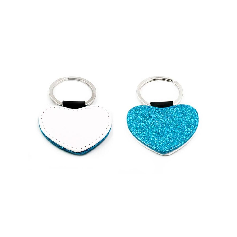 Blue leatherette keychains with glitter for sublimation