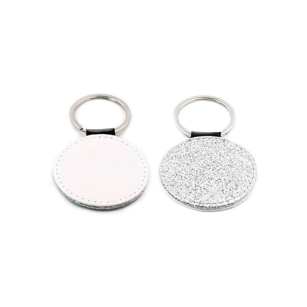 Silver leatherette keychains with glitter for sublimation