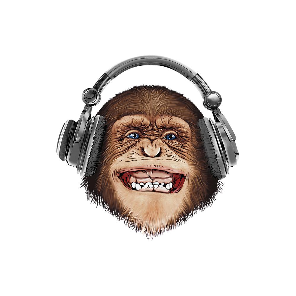 Textil transfer design Monkey Auriculares
