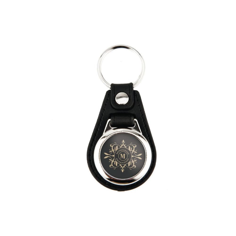 Imitation leather circular keychains customizable MD-25