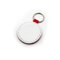 Red leatherette keychains round for sublimation - Pack 10