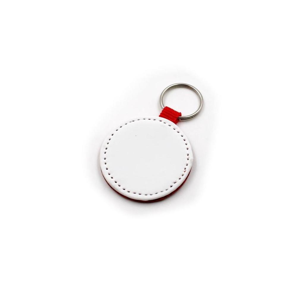 Red leatherette keychains round for sublimation - Pack 10