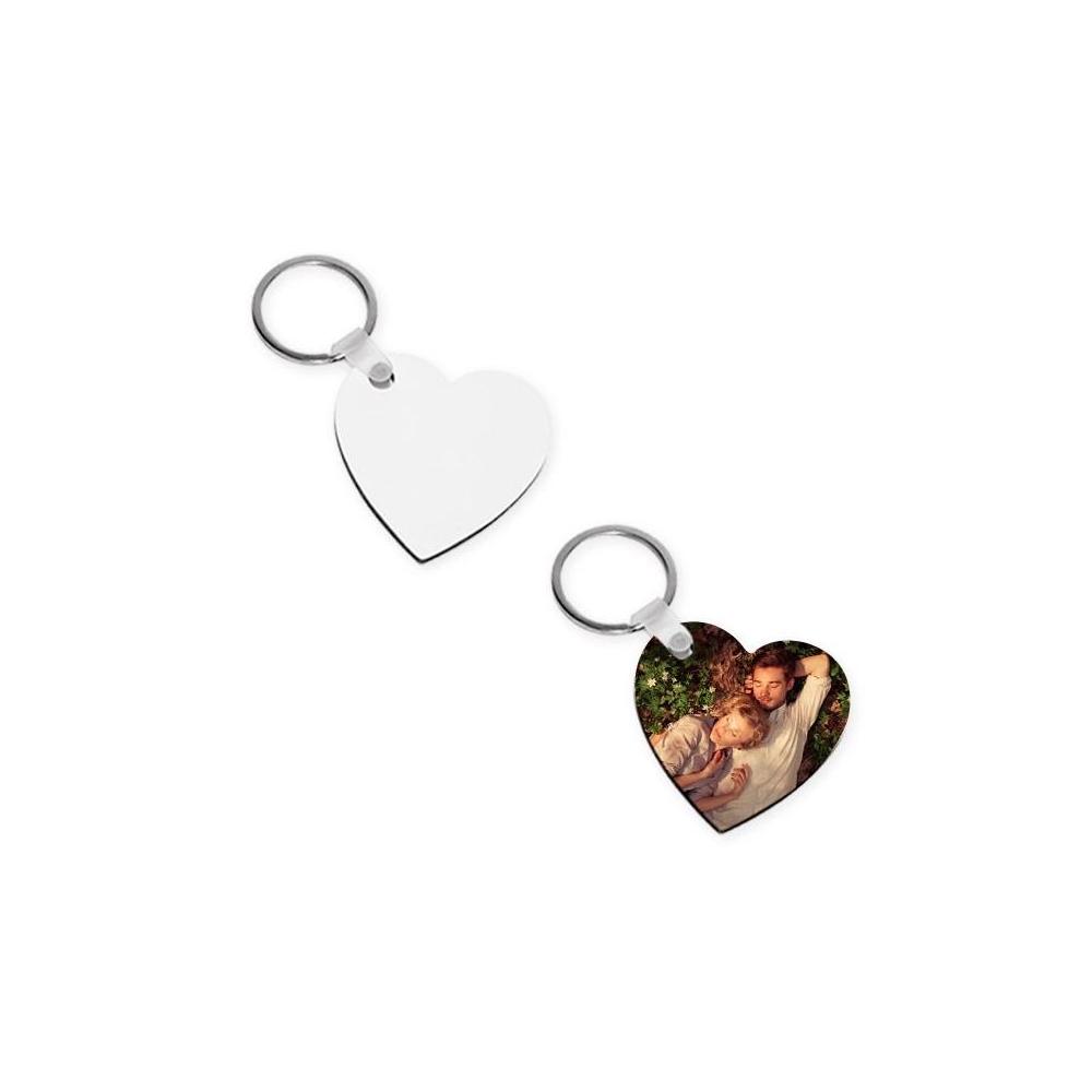 Wooden keychains 2-sided heart form - Pack 10