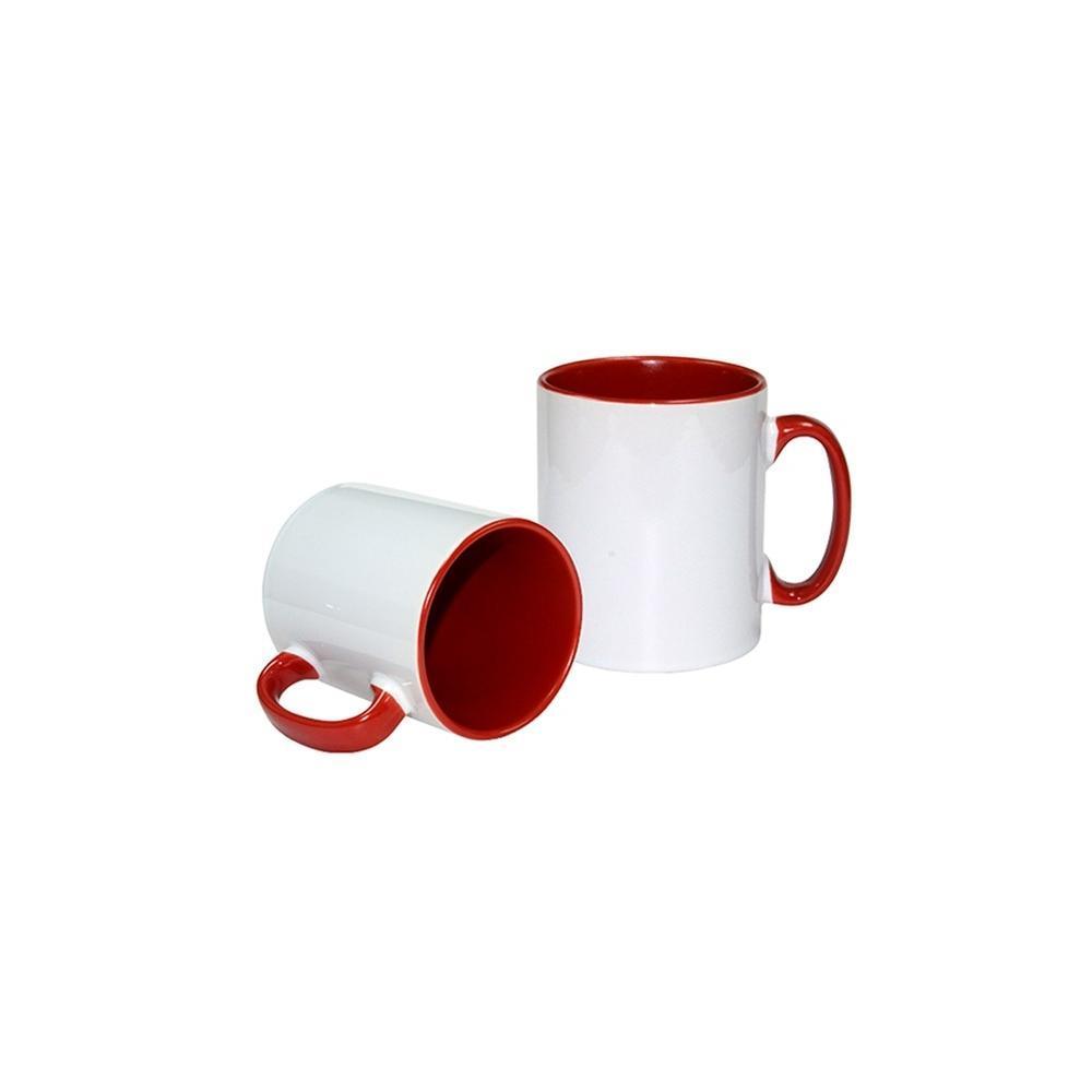 High quality (A) ceramic mug with inside and handle colored - Pack 36 - Red